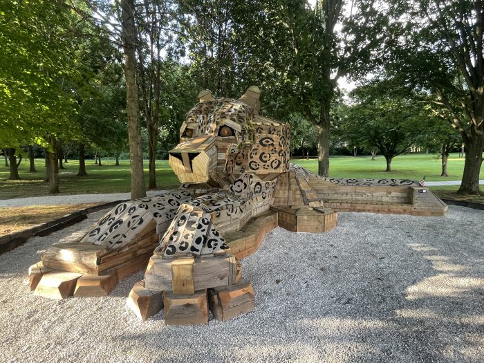 Giant wooden jaguar completed at Natcher Elementary | Bowling Green ...